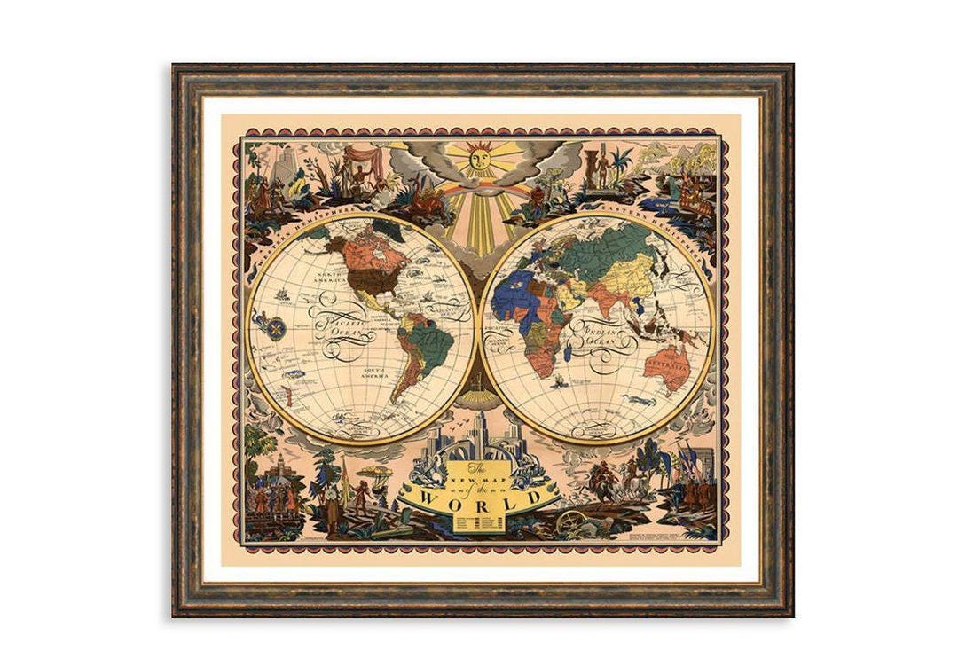 1928 World Map Print: Vintage Style, Historic Illustrations ...