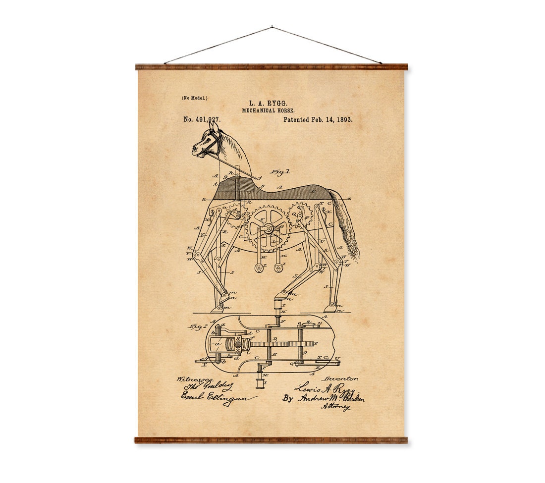 Mechanical Horse Patent Vintage Illustrations Ready to Hang - Etsy