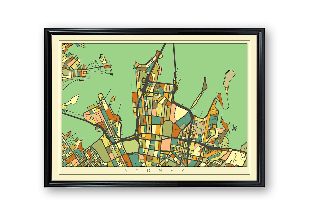 Sydney City Map Print: Vintage Mosaic Art Wall Decor - Etsy