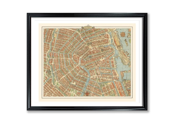 Amsterdam Map Vintage City Poster Print on Matte Photo Paper | Etsy