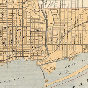 Toronto Canada Map Vintage City Map on Ready to Hang Roll Down Canvas ...