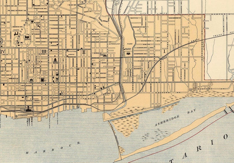 Toronto Canada Map Vintage City Map on Ready to Hang Roll Down - Etsy