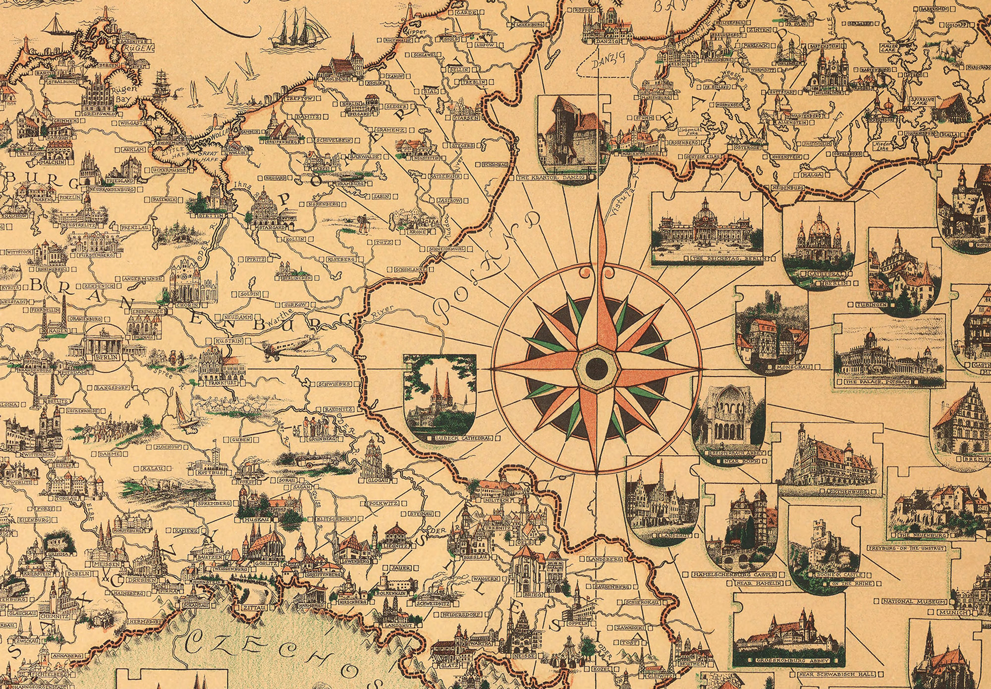 Map of Germany Poster Print Vintage Wall Decor Antique - Etsy