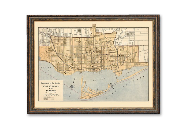 Toronto Canada Map Vintage City Poster Print on Matte Paper - Etsy