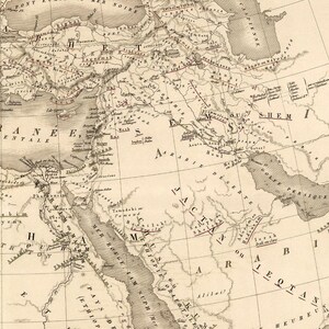 Hebrew World Map Vintage Poster Print on Matte Paper Decorative Antique ...