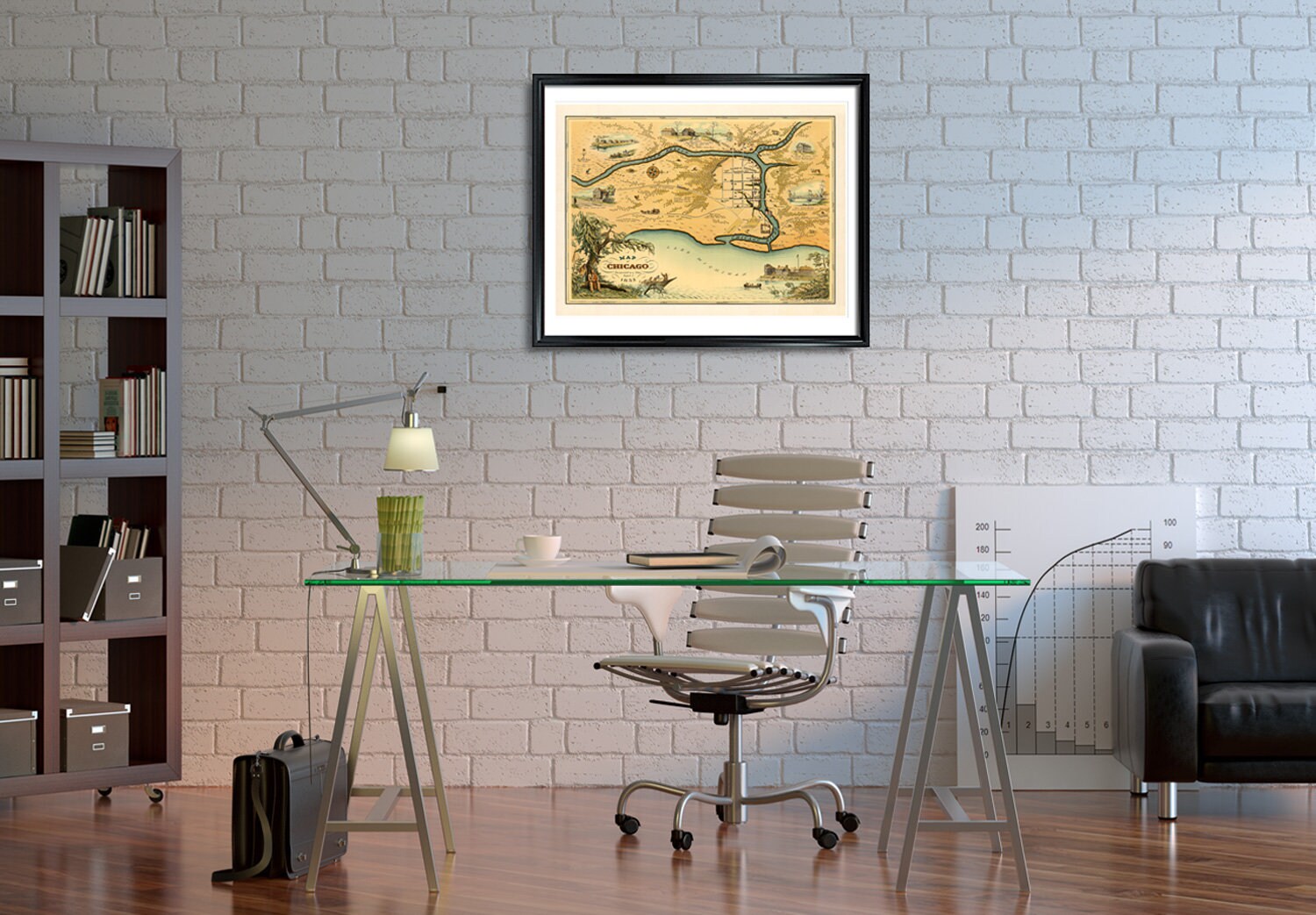 Chicago Map 1833 Vintage City Poster Print on Matte Paper - Etsy