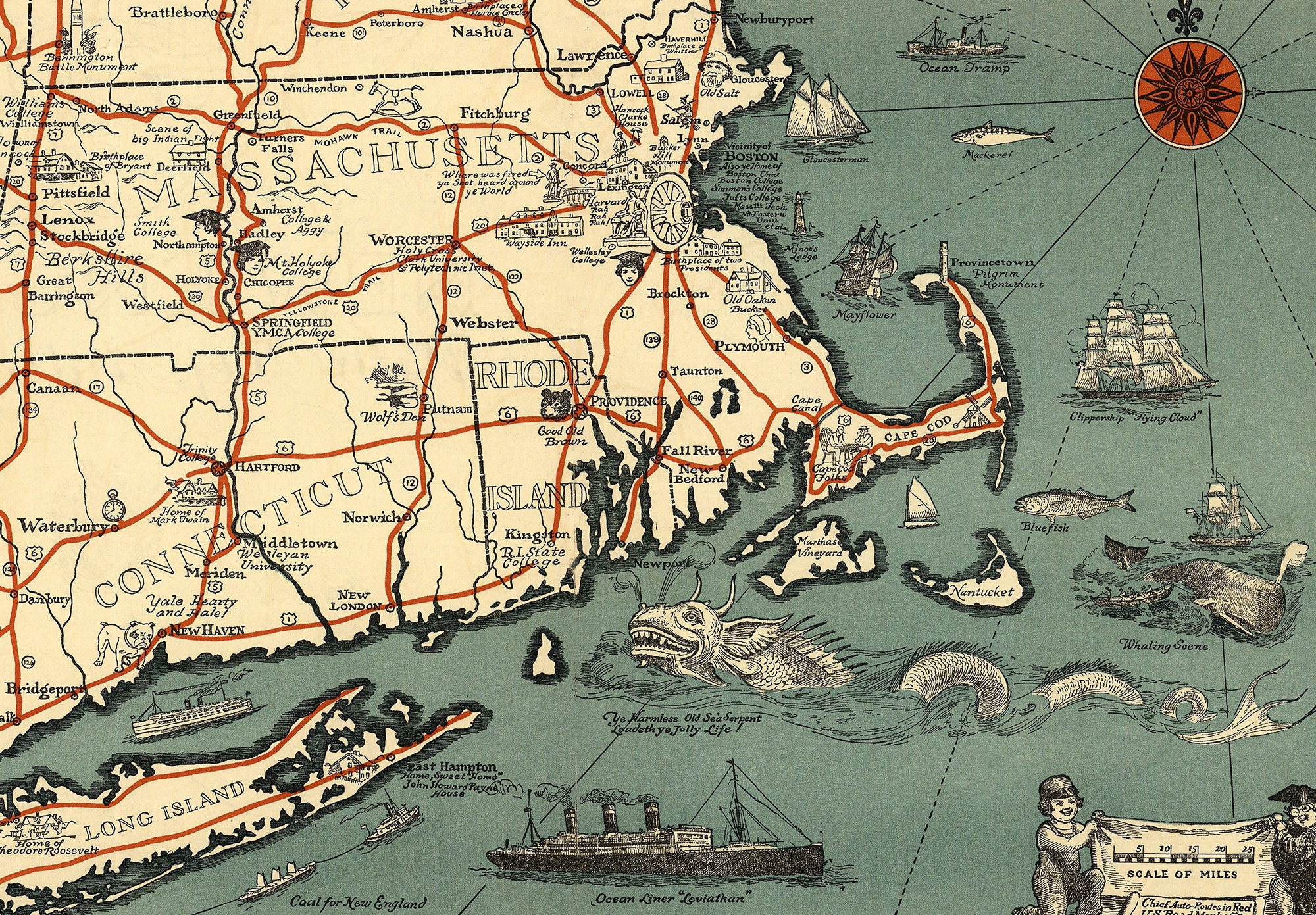 Map of New England Poster Print Vintage Home Wall Map Decor - Etsy