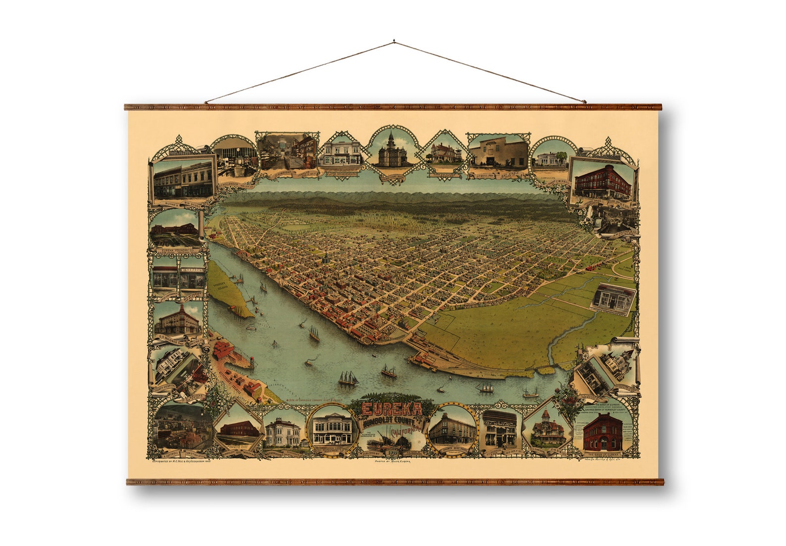 Map of Eureka Canvas Decorative Scroll Map Vintage Color - Etsy