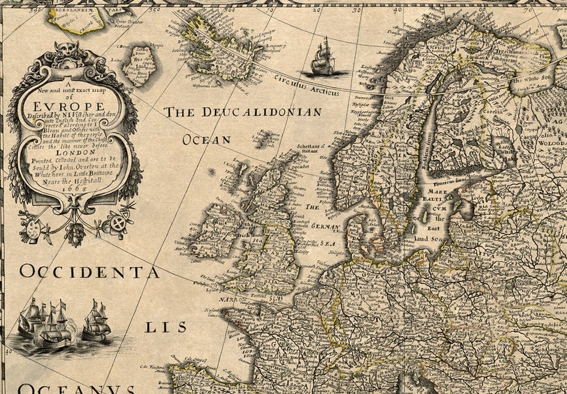 Map of Europe 1668 Vintage Poster Print on Matte Paper - Etsy