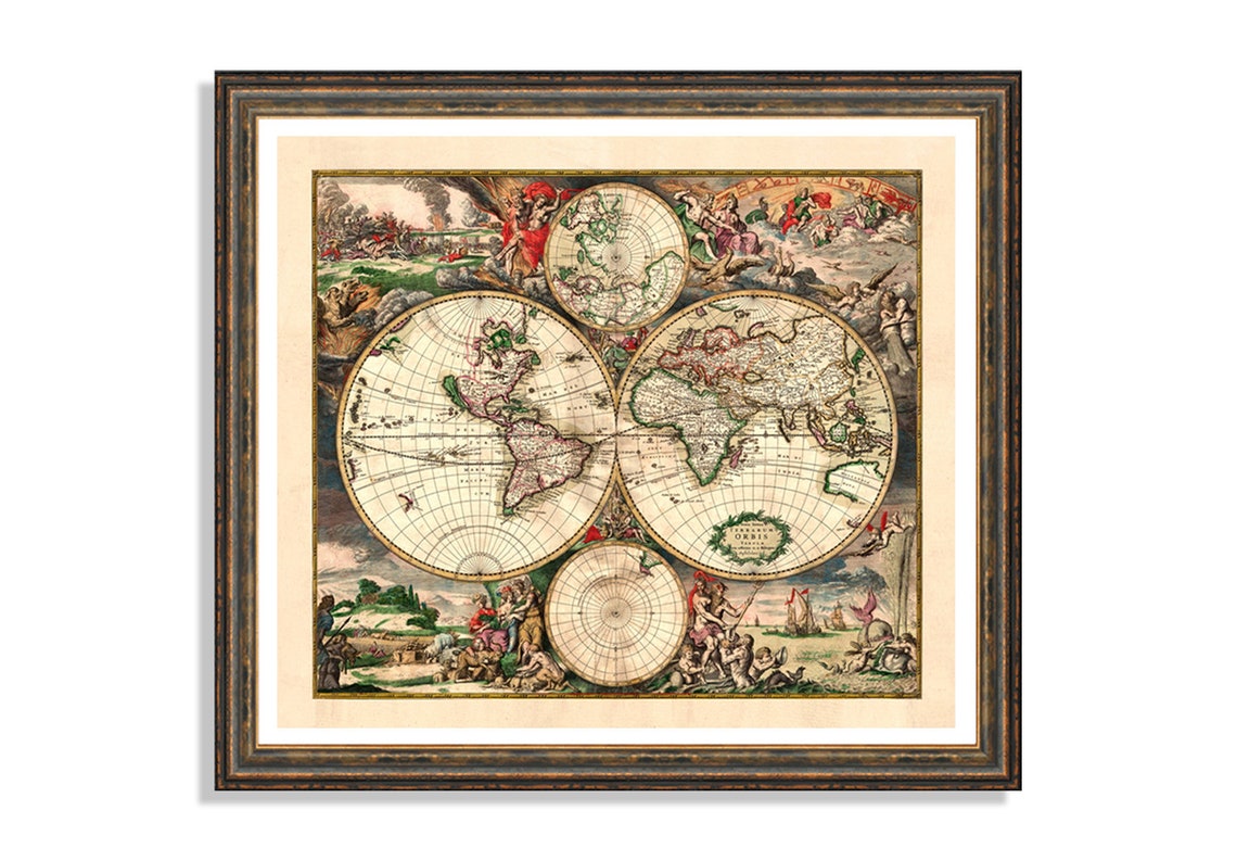 Vintage World Map 17th Century Ancient Decorative Poster Print - Etsy