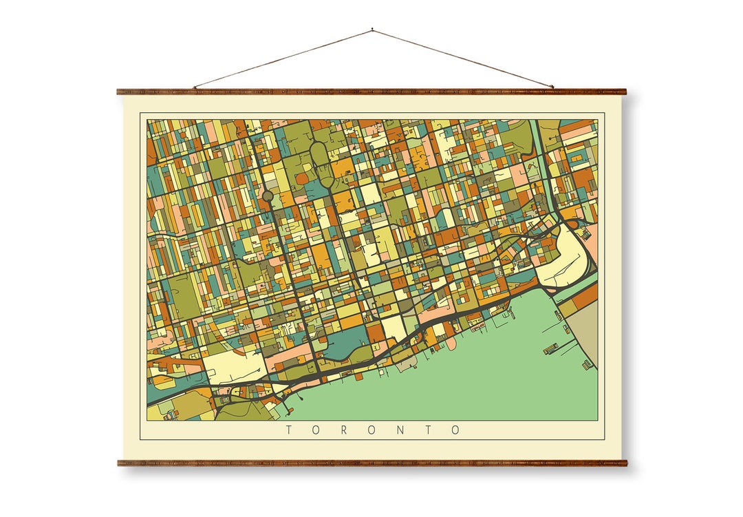 Toronto Mosaic City Art Map Vintage Colored Ready to Hang Canvas ...