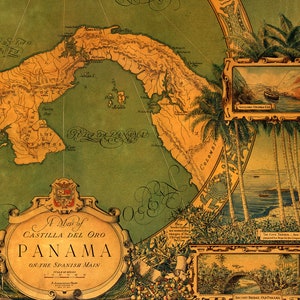 Map of Panama Roll Down Vintage Canvas Decorative Scroll Map - Etsy