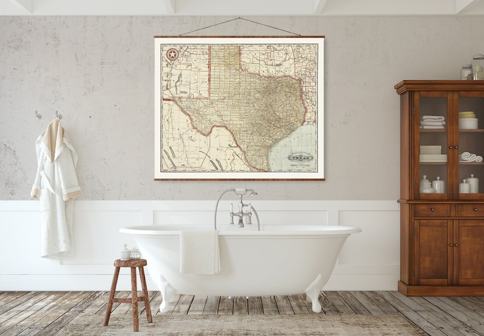 Antique Map of Texas Vintage Roll Down Map on Ready to Hang | Etsy