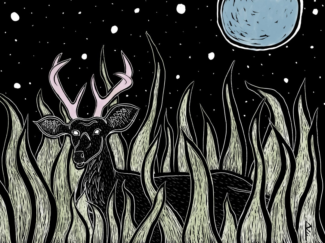 Good Night Deer - Digital Print - Var 2 - Etsy
