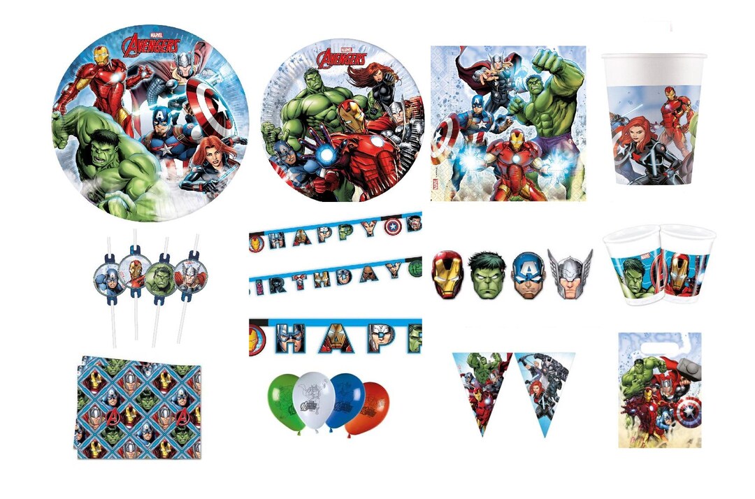 Marvel Avengers Party Decor Supplies Tableware Balloons Napkins Plates ...