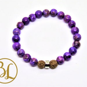 Genuine Sugilite Bracelet Mala Purple Dye Enhance Color Bracelet Sugilite Chakra Meditation Yoga ...