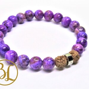 Genuine Sugilite Bracelet Mala Purple Dye Enhance Color Bracelet Sugilite Chakra Meditation Yoga ...
