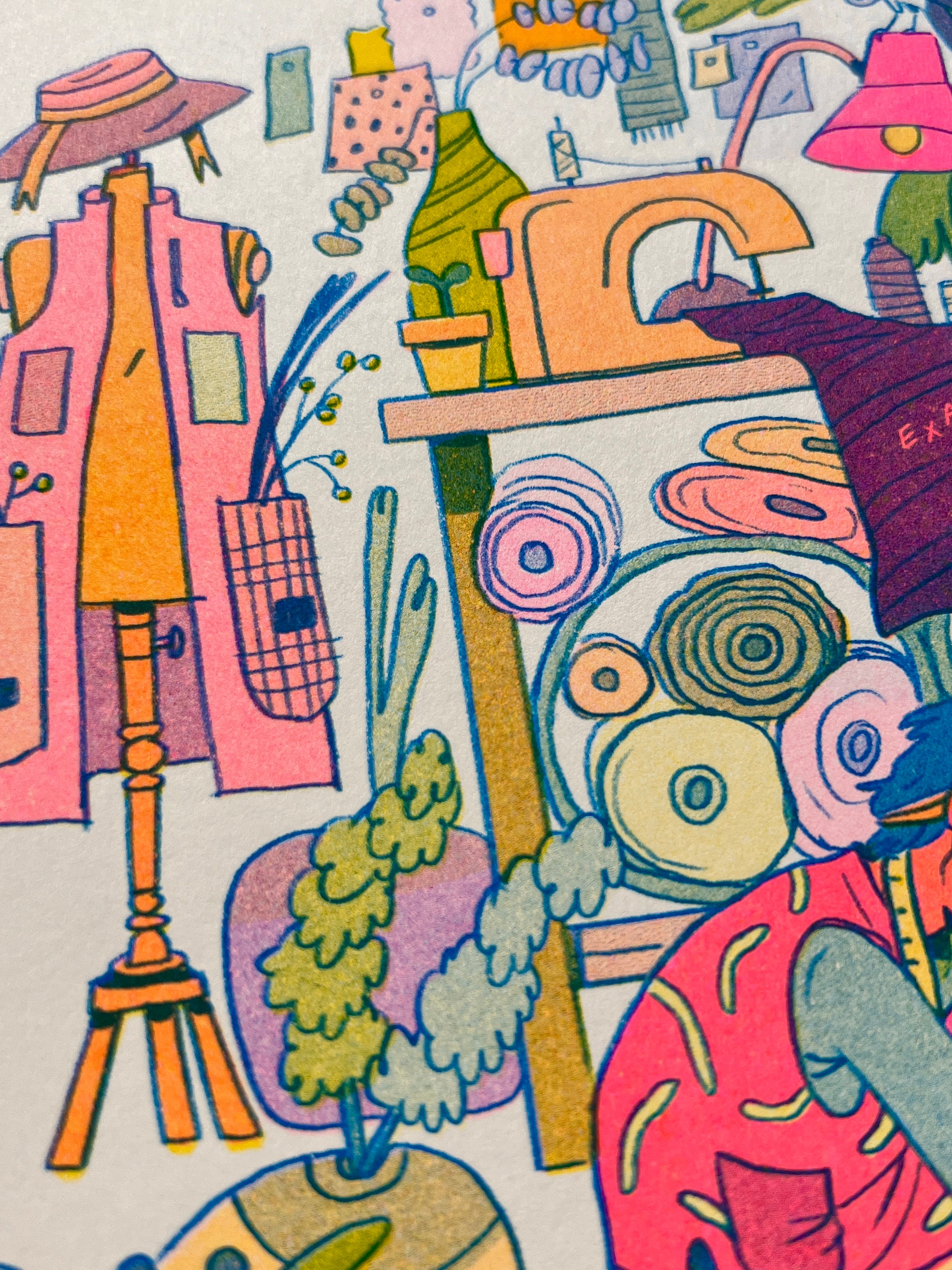 The Seamstress Small Risograph Print - Etsy UK