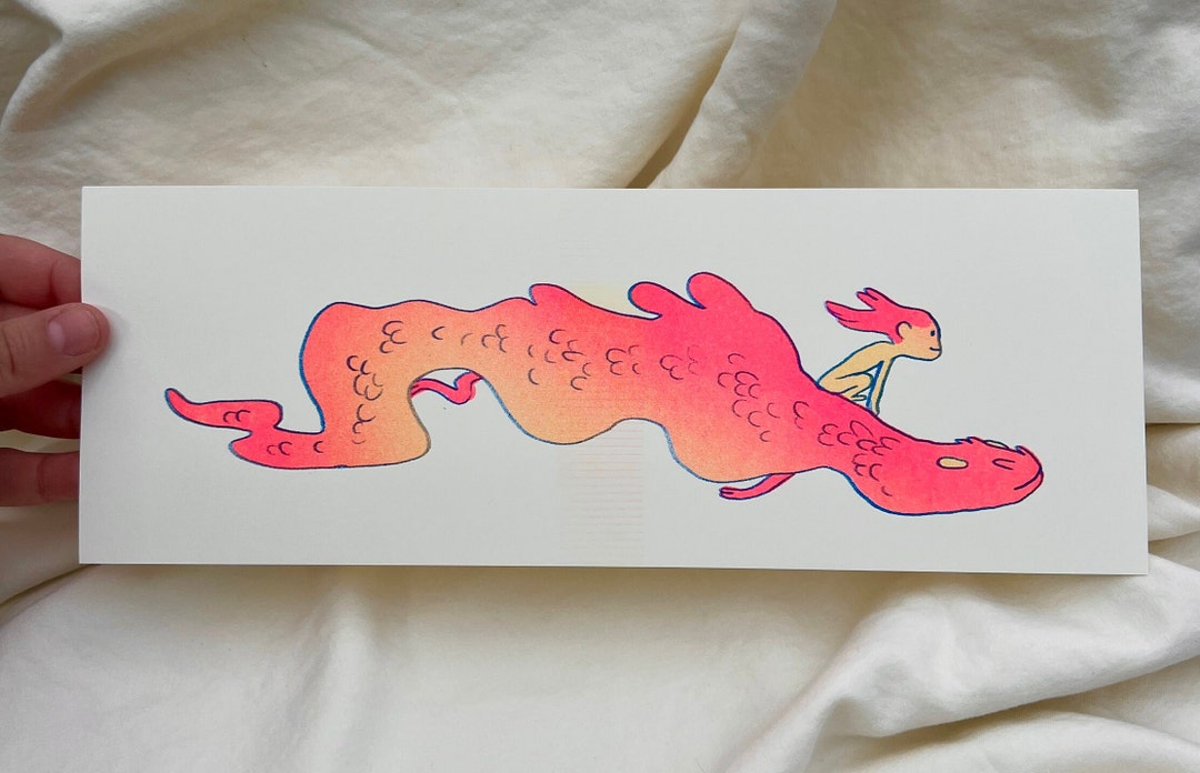 Dragon Rider Riso Print - Etsy
