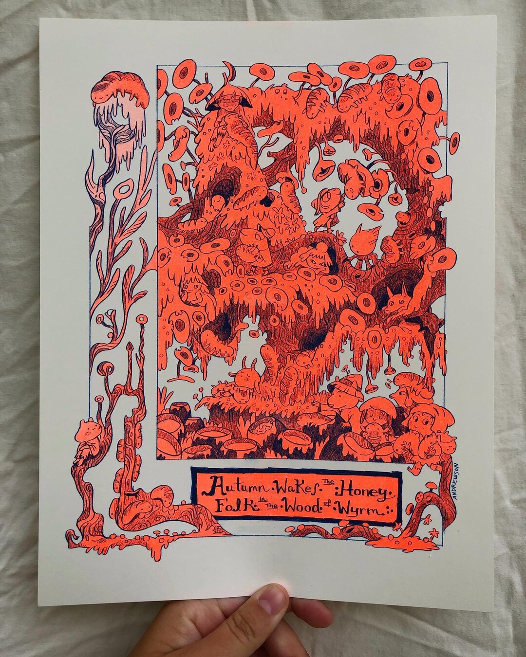 Wyrm Wood Small Risograph Print - Etsy