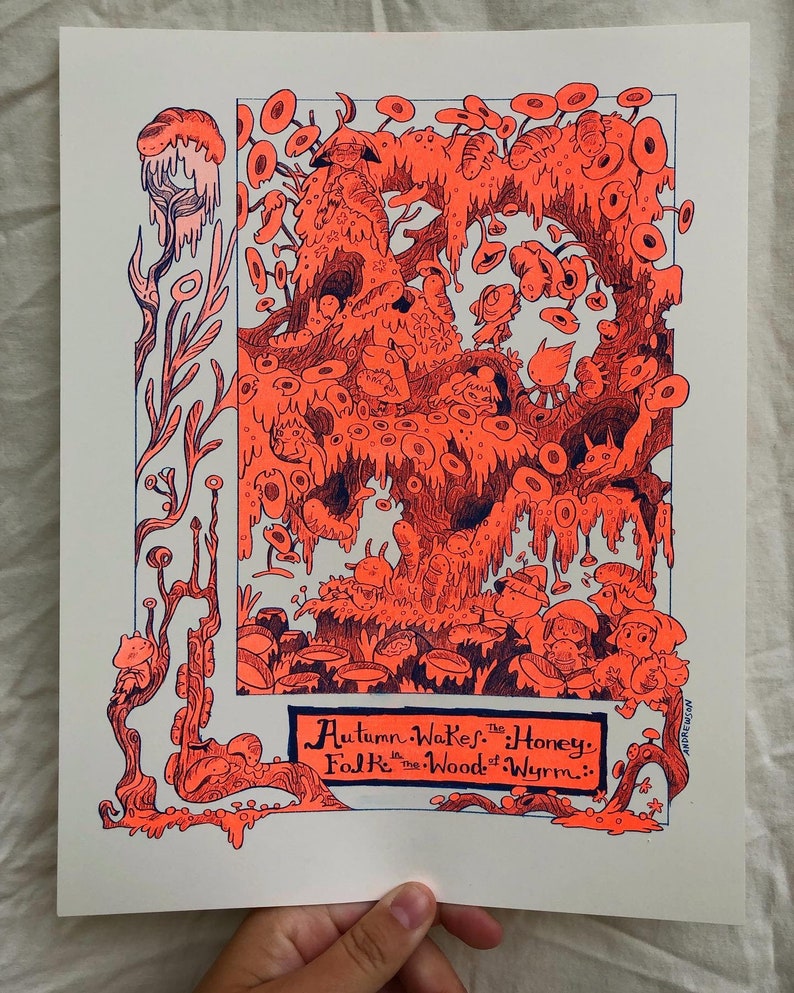 Wyrm Wood Small Risograph Print - Etsy