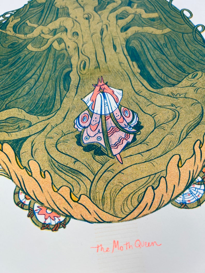 The Moth Queen Risograph Print - Etsy