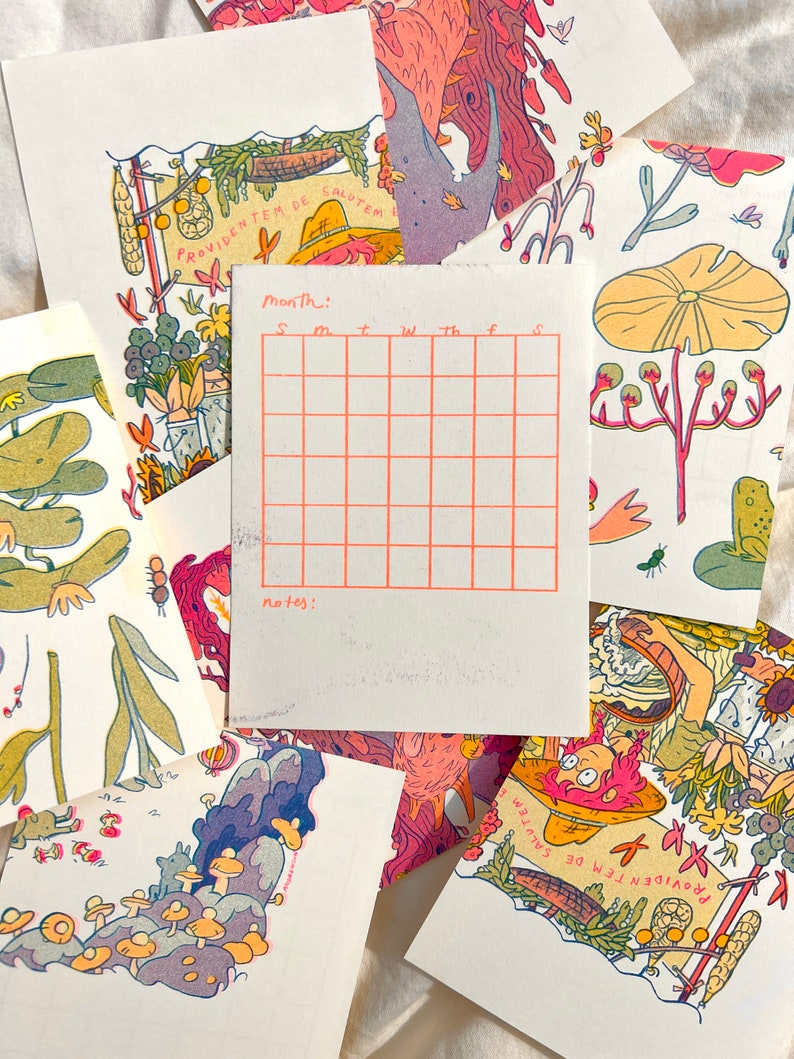 Riso Calendar Set of 12 Made From Bad Prints - Etsy