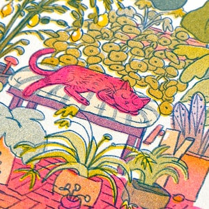 Sleepy Cat Riso Print - Etsy