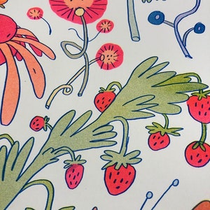 Large Flowers Risograph Print - Etsy