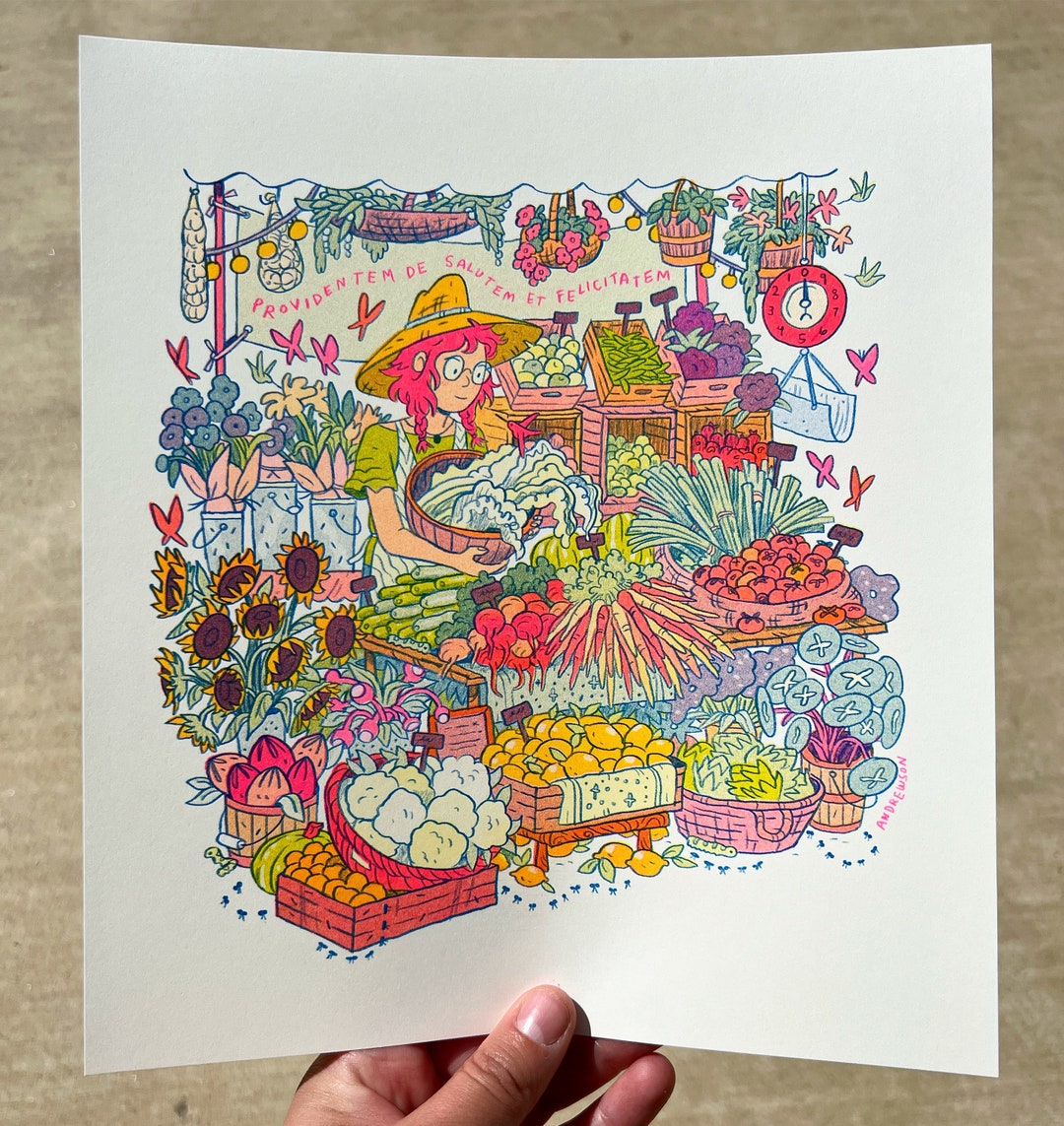 The Farmer Small Risograph Print - Etsy