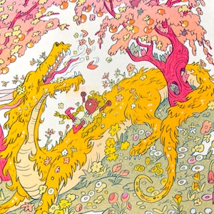 Spring Dragon Risograph Print - Etsy