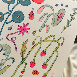 Small Flowers Risograph Print - Etsy