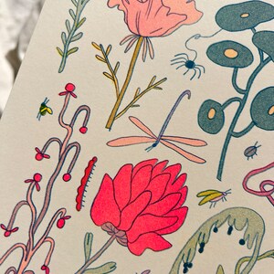 Small Flowers Risograph Print - Etsy