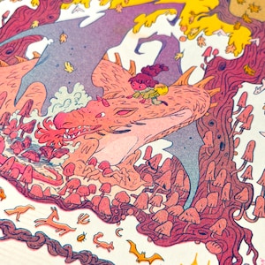 Fall Dragon - Risograph Print - Etsy