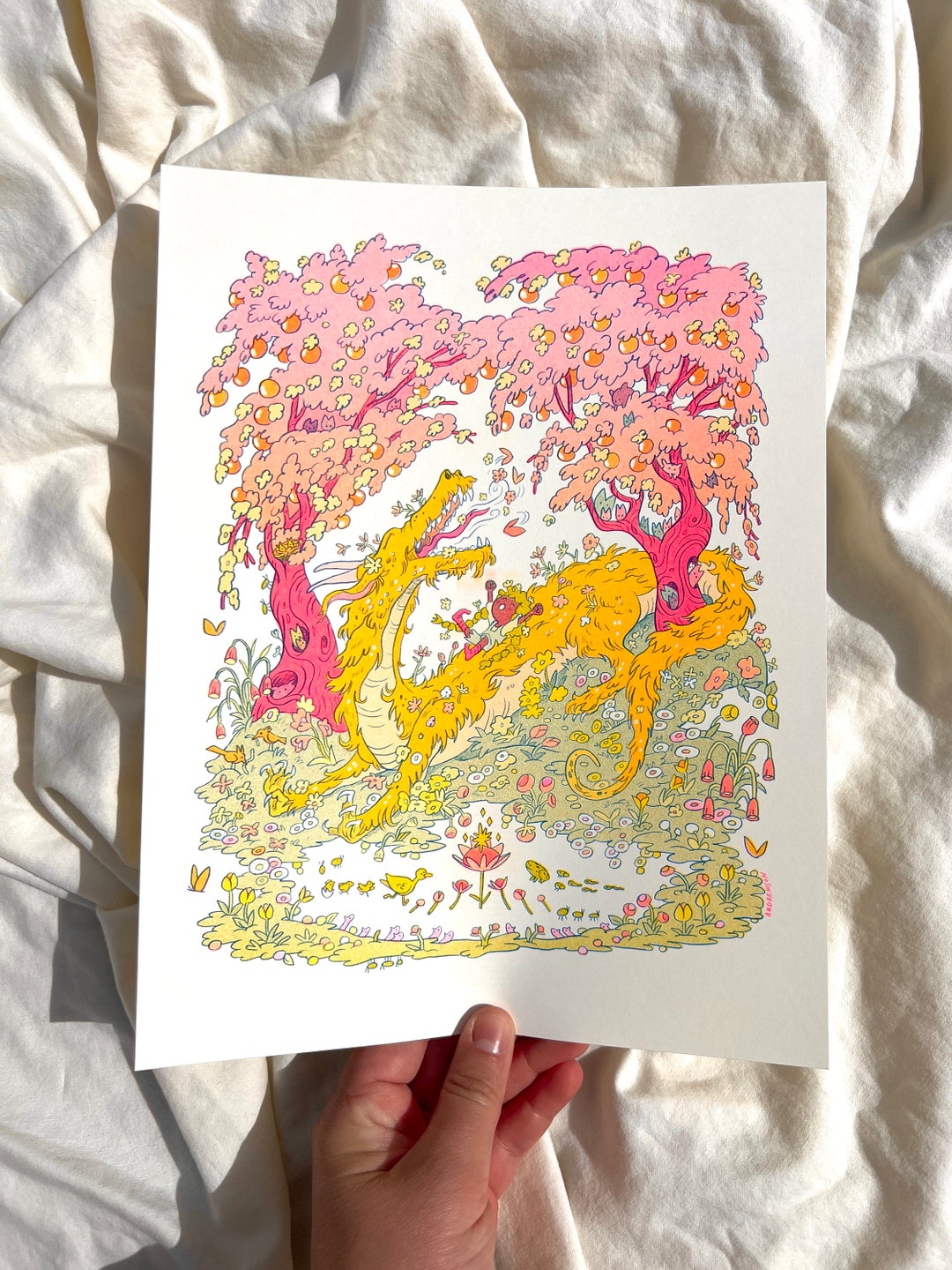 Spring Dragon Risograph Print - Etsy