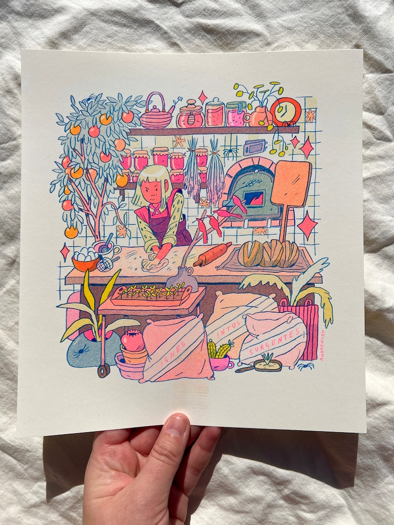 The Baker Small Risograph Print - Etsy