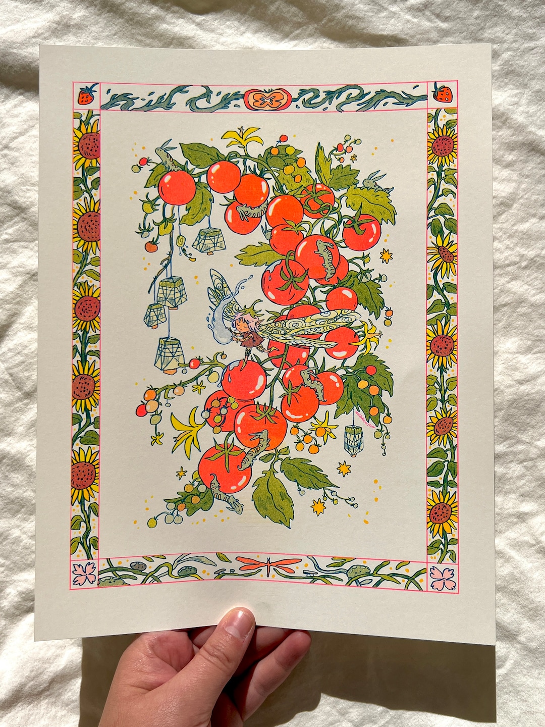 Sunflower Fairy Riso Print - Etsy