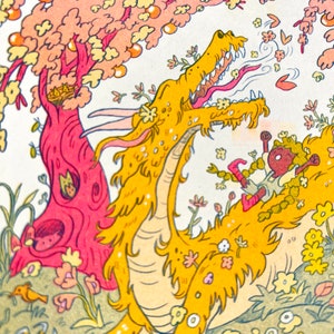 Spring Dragon Risograph Print - Etsy