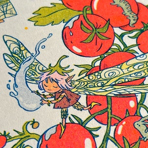 Sunflower Fairy Riso Print - Etsy