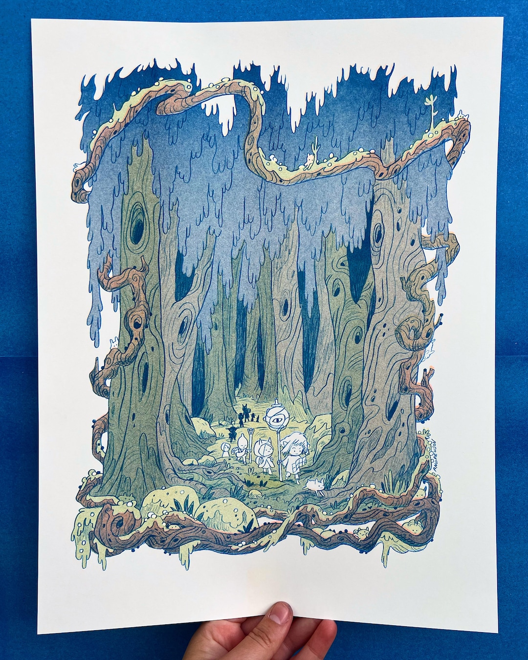 Into the Crooked Woods Large Risograph Print - Etsy