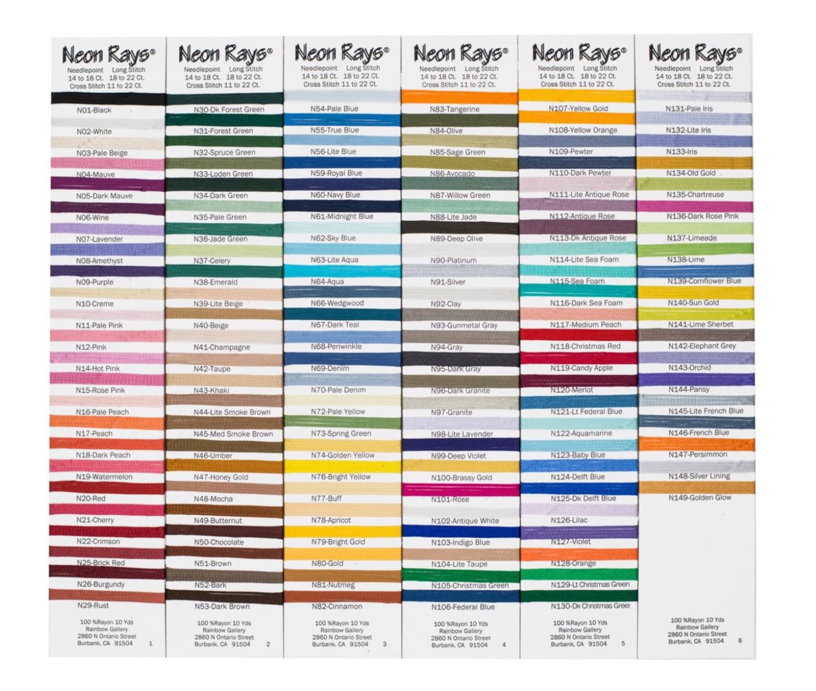 Rainbow Gallery Threads - Neon Rays - N01-N120 **choose Color** Pay ...