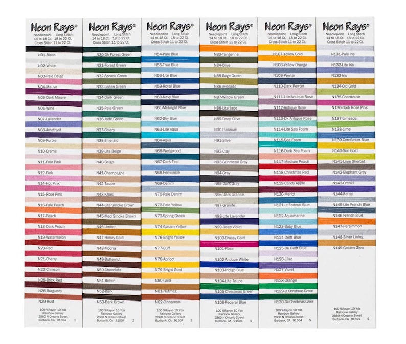 Rainbow Gallery Threads - Neon Rays - N01-N120 **choose Color** Pay ...