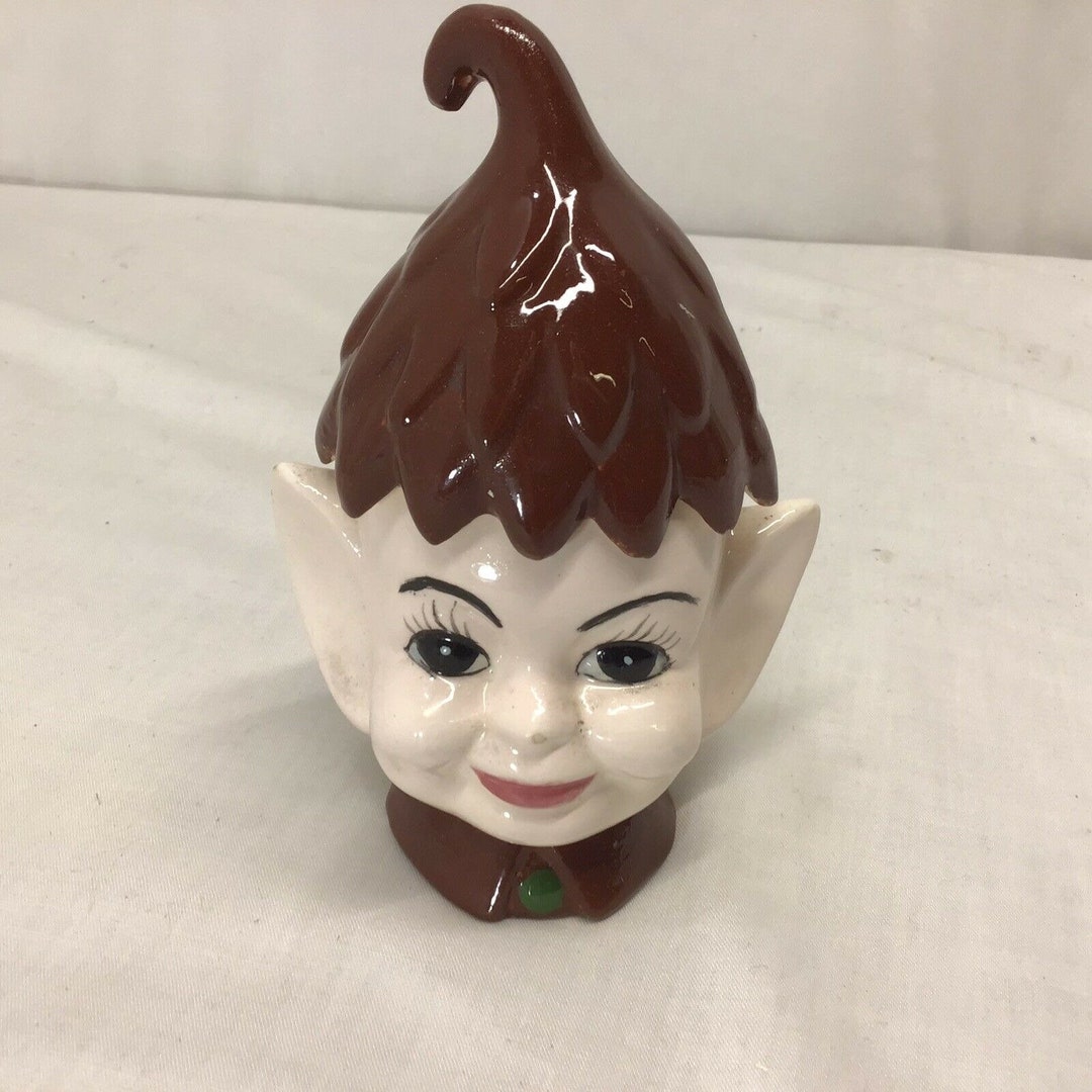 Vintage 1960 Pixie Elf Sprite Figurine Secret Compartment Head Opens ...