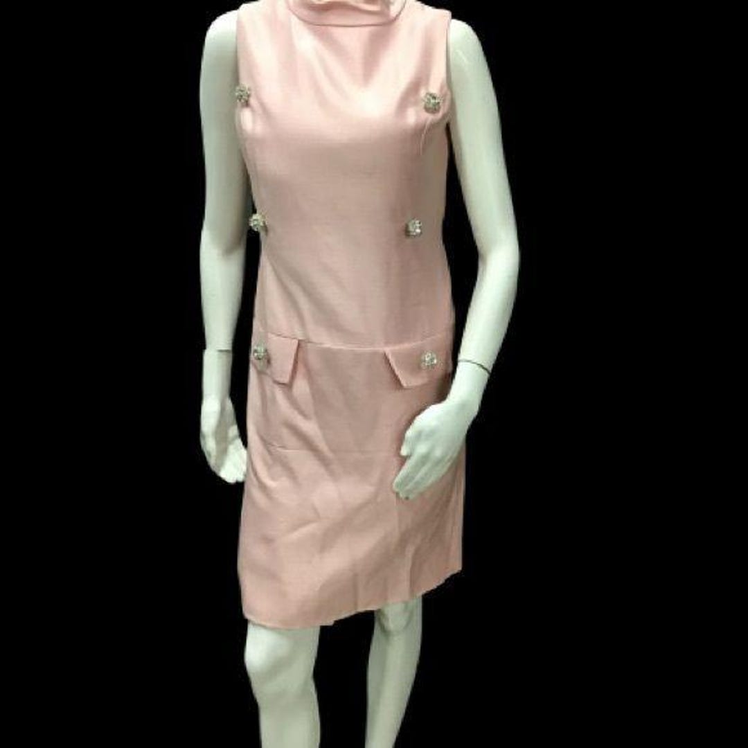 Vintage MCM 1960s Go Go Mini Dress Light Pink & Rhinestone Womans Size ...