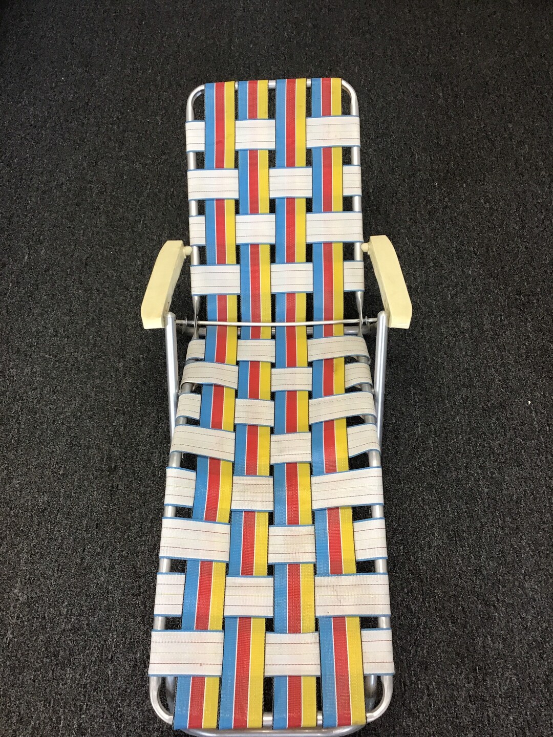 Child Size Vtg 1970s Aluminum Folding Chaise Lounge Chair Rainbow Pride ...