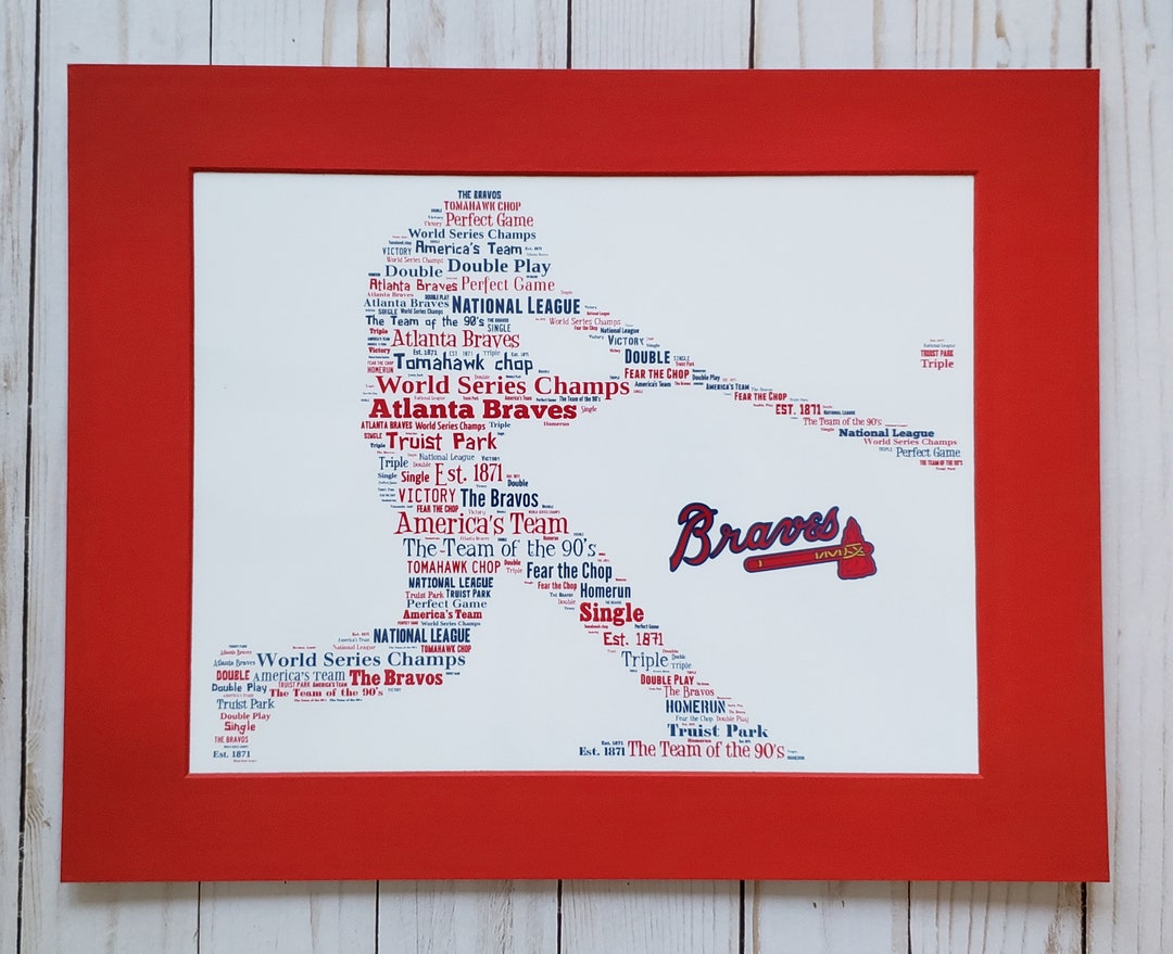 Atlanta Braves Word Art With Color Coordinating 11x14 Mat Frame is NOT ...