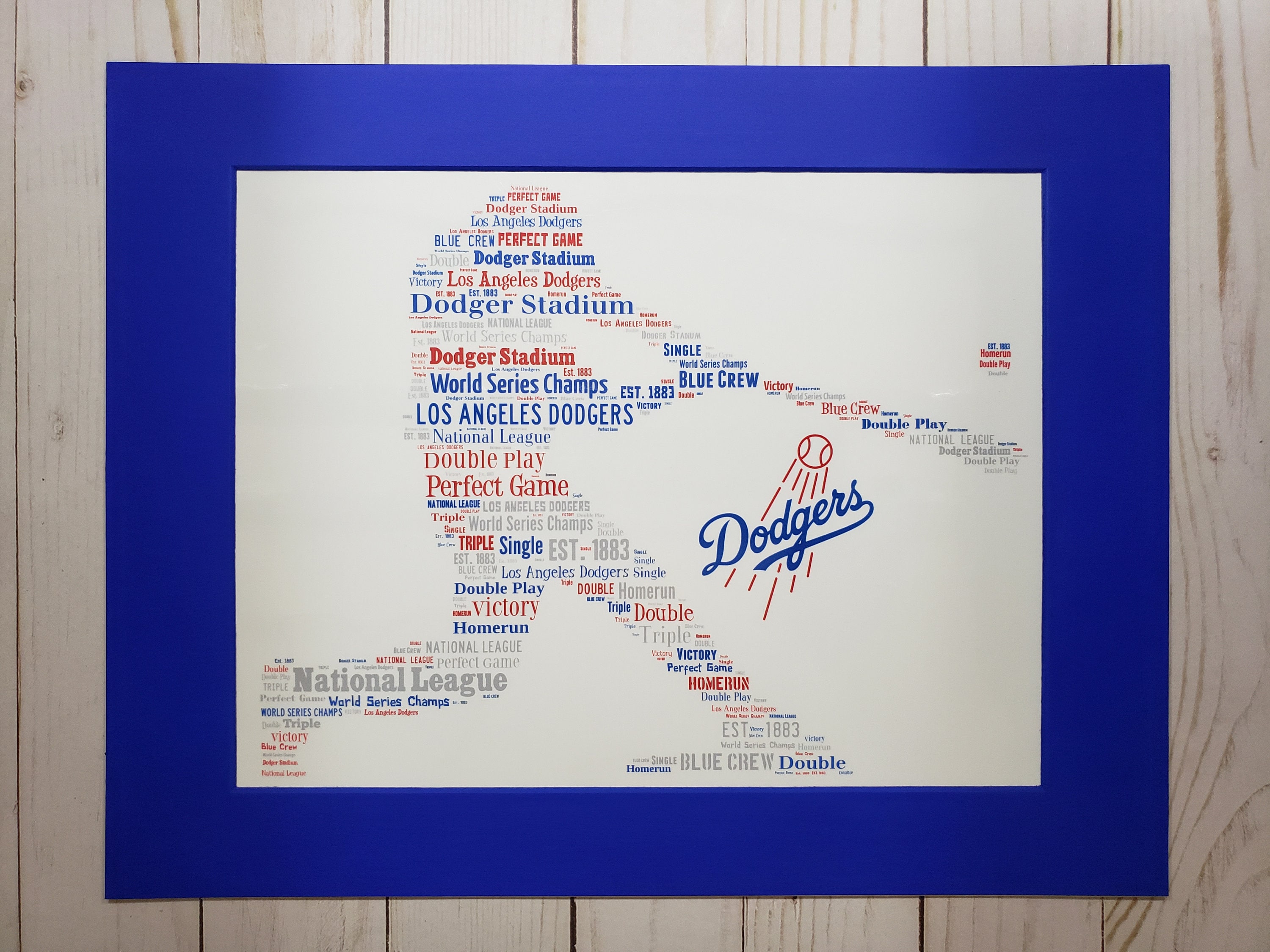 Los Angeles Dodgers Word Art With Color Coordinating 11x14 Mat Frame is ...
