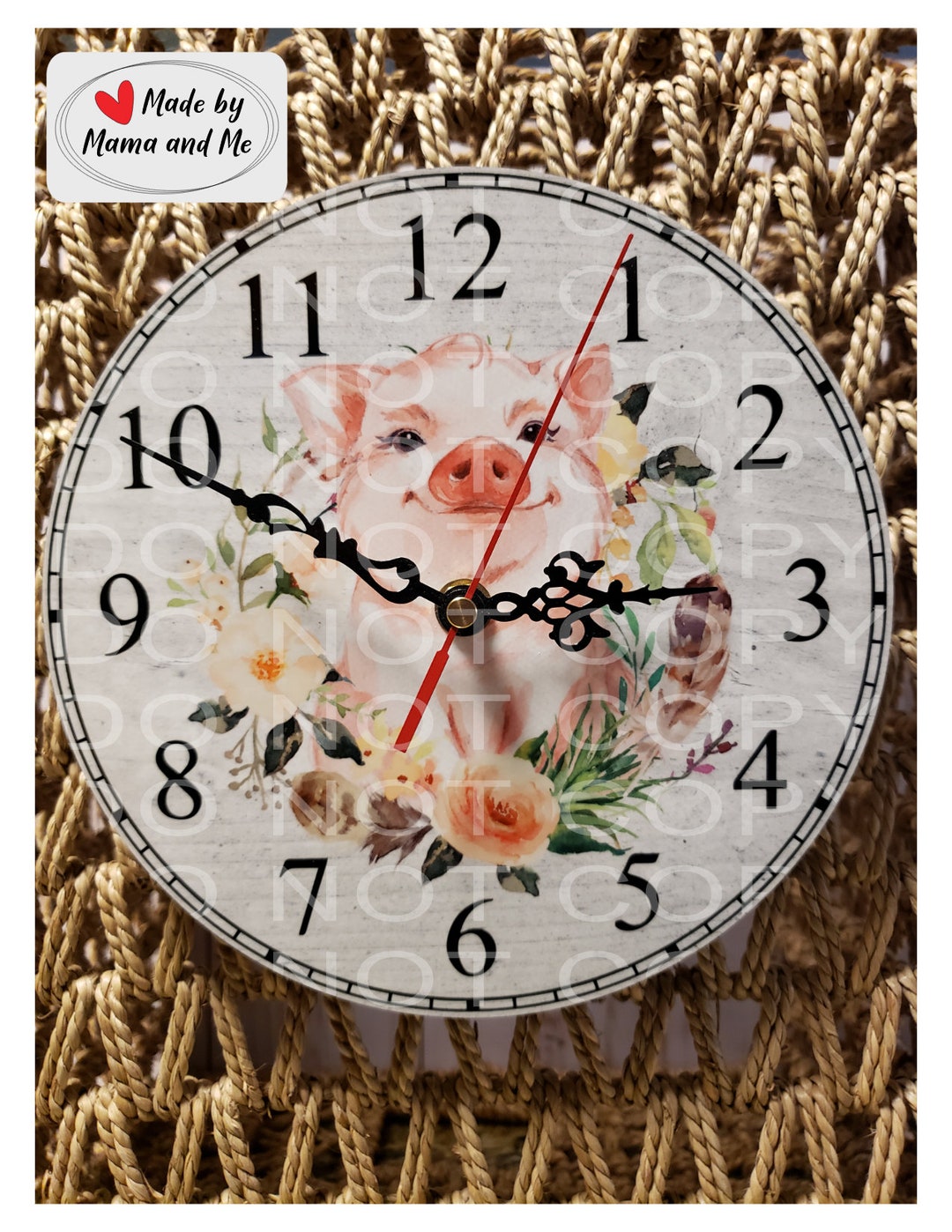 Pig 8 Wall Clock Pig Barnyard Flowers - Etsy