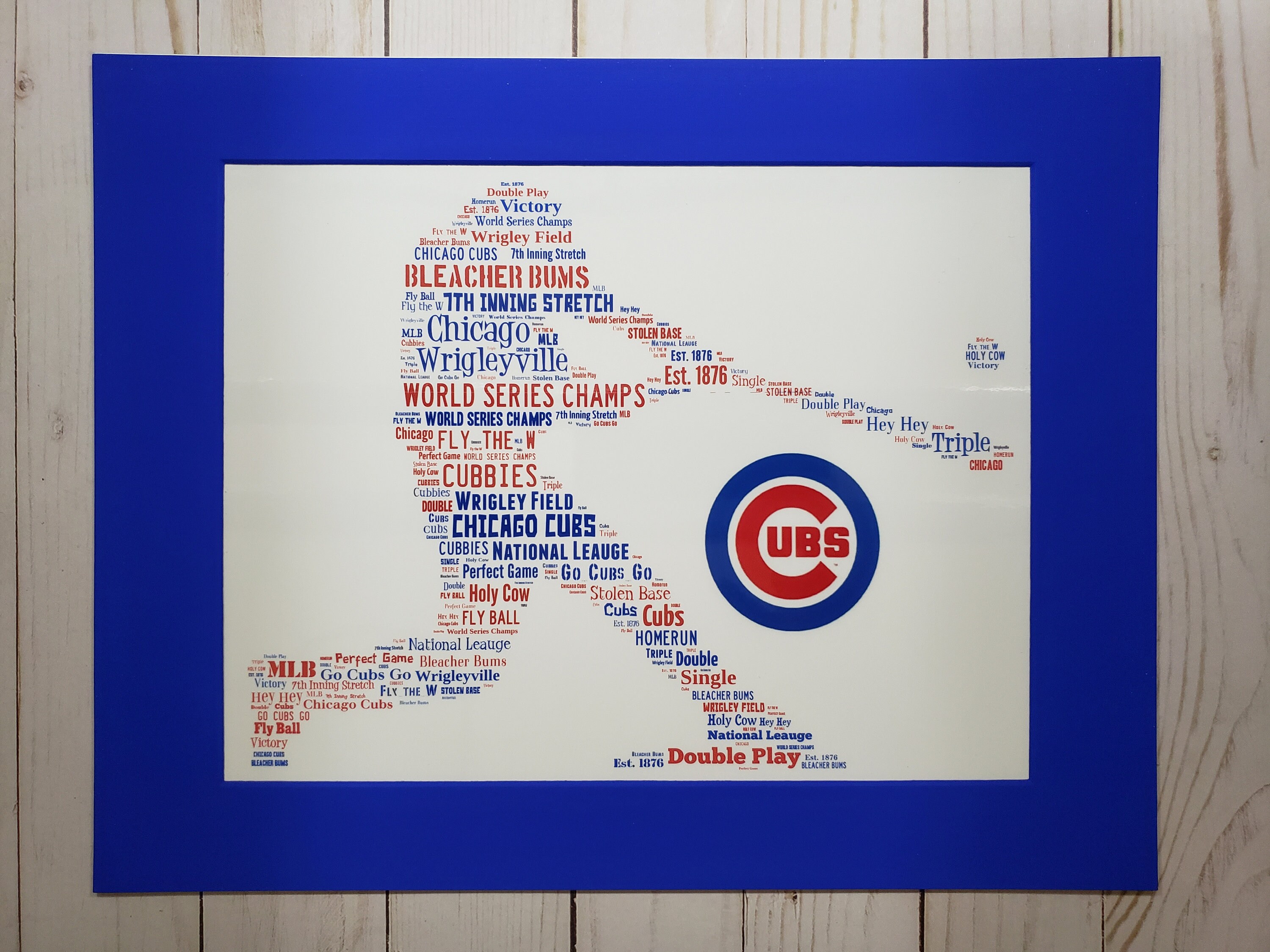 Chicago Cubs Word Art with color coordinating 11x14 Mat | Etsy