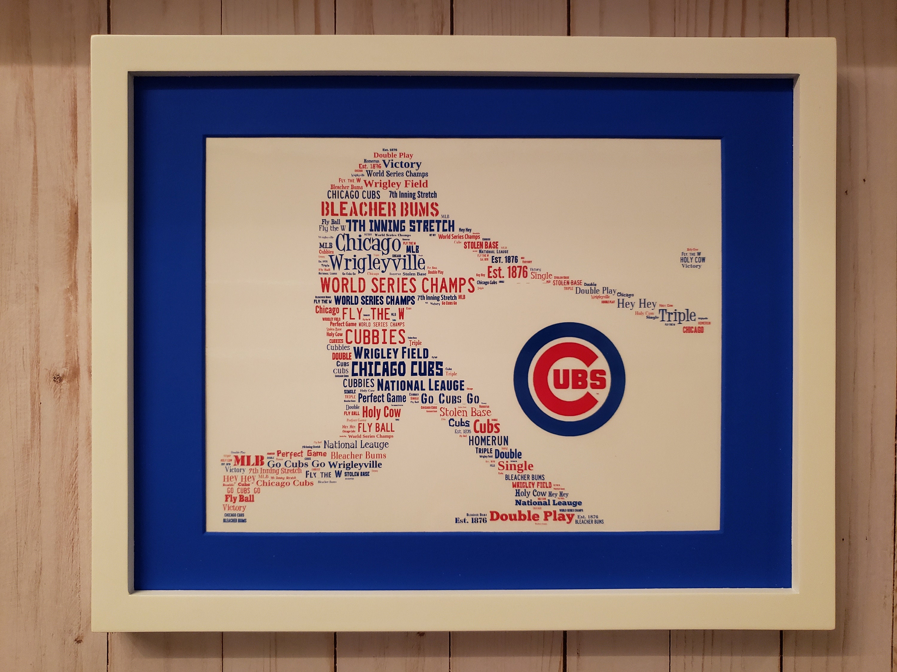 Chicago Cubs Word Art With Color Coordinating 11x14 Mat Frame is NOT ...